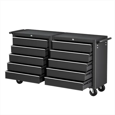 Giantz 10-Drawer Tool Chest Trolley - Durable Black Steel
