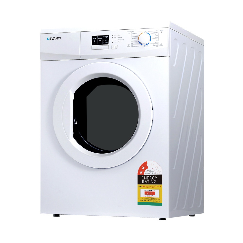 Devanti 7kg Vented Tumble Dryer White with Humidity Sensor